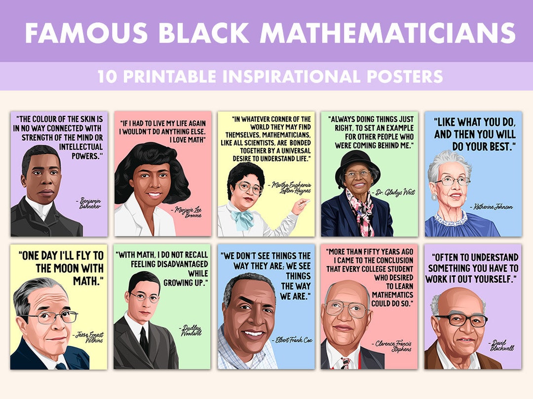 Black Mathematicians Printable Posters 10 Inspiration Black Math Quote ...