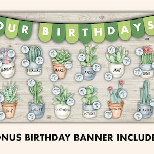 Plants Birthday Bulletin Board Kit || Succulents Birthday Display ...