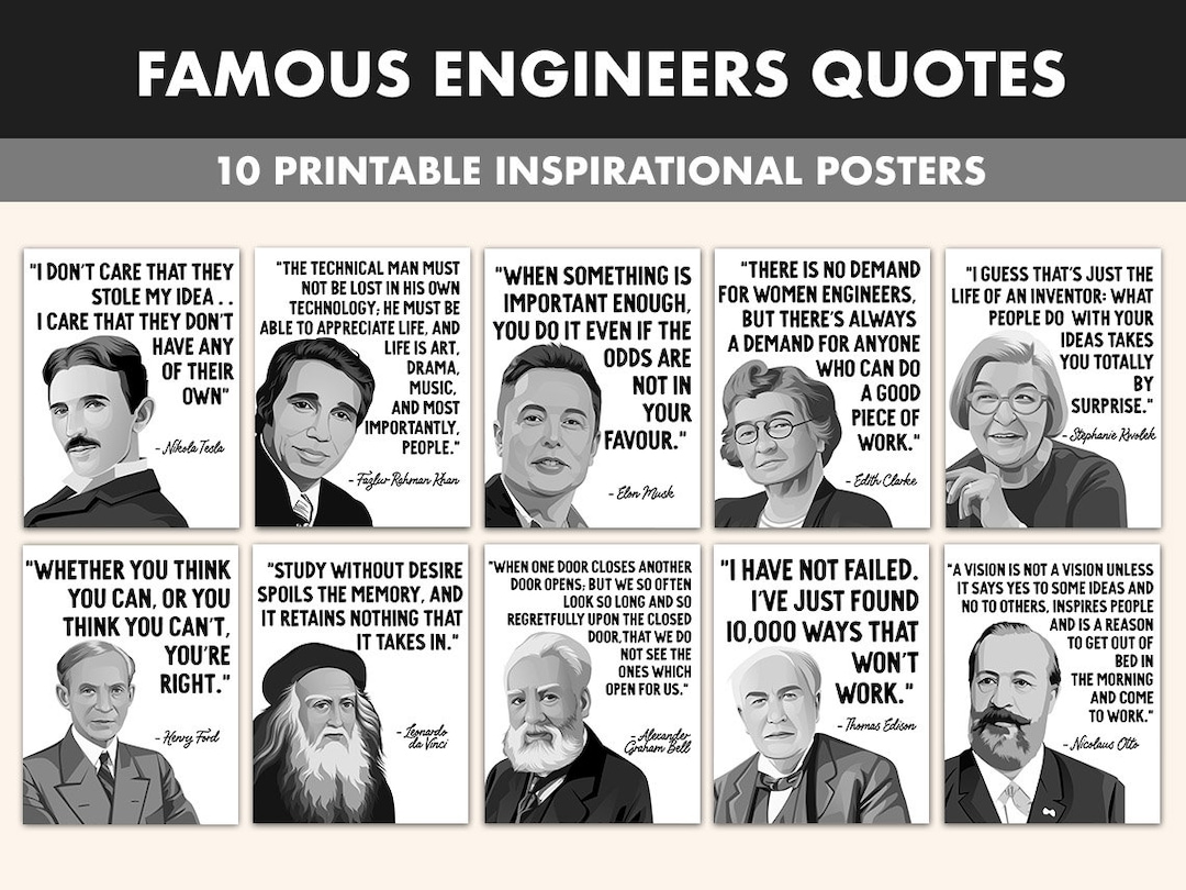 Engineering Printable Posters 10 Inspirational Engineer Quotes Prints ...