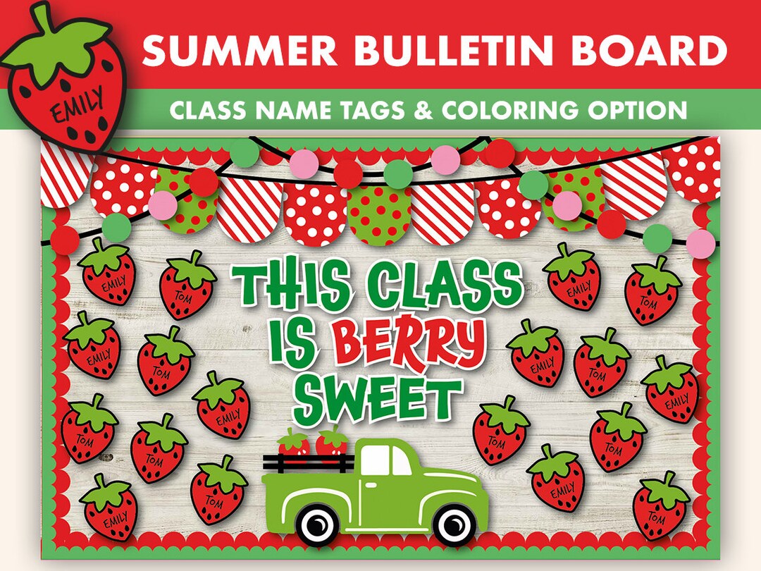 Strawberry Bulletin Board Kit Summer Bulletin Boards Digital May ...