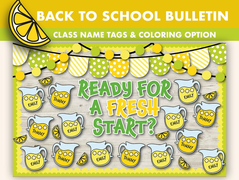 Back to School Bulletin Board Kit Lemon Bulletin Boards - Etsy