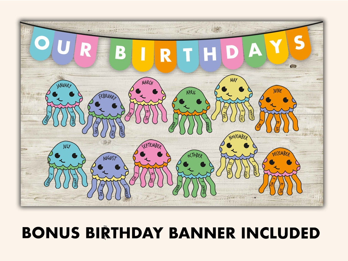 Jellyfish Birthday Bulletin Board Kit || Birthday Display Bulletin ...