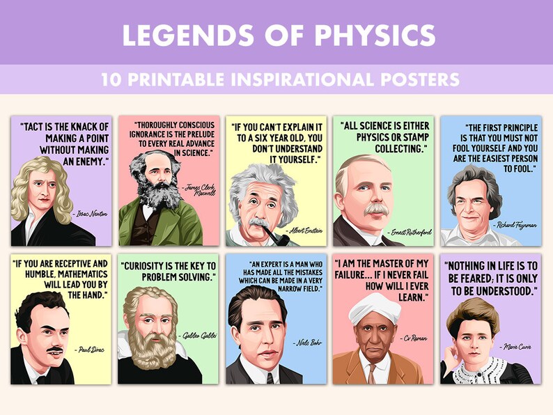 Famous Physics Printable Posters 10 Inspiration Physics - Etsy