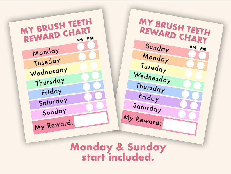 Brush Teeth Training Reward Chart for Kids Printable Teeth - Etsy