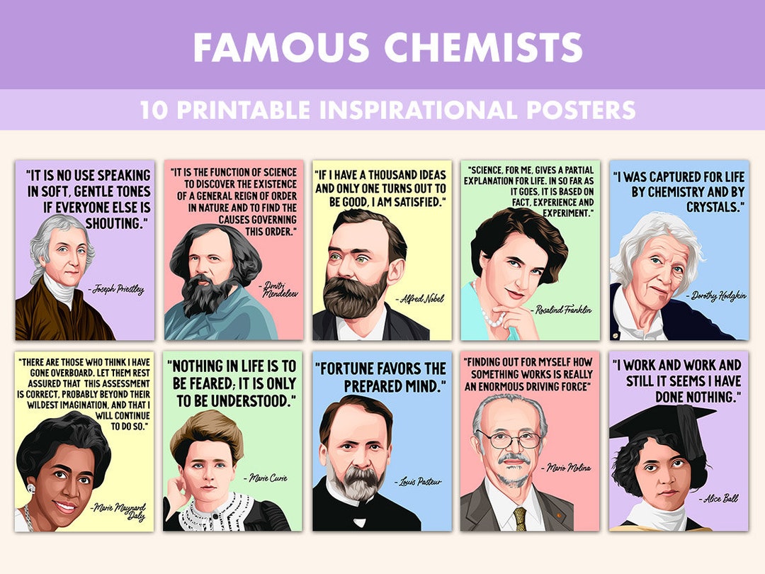 Famous Chemists Printable Posters 10 Inspiration Chemistry - Etsy