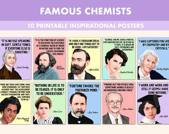 Famous Chemists Printable Posters 10 Inspiration Chemistry Quote ...