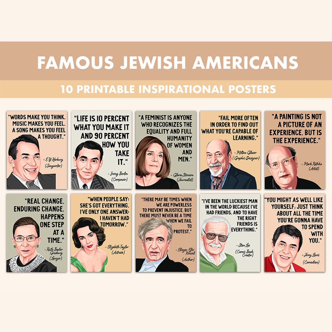 Famous Jewish Americans Printable Posters || 10 Inspiration Jewish ...