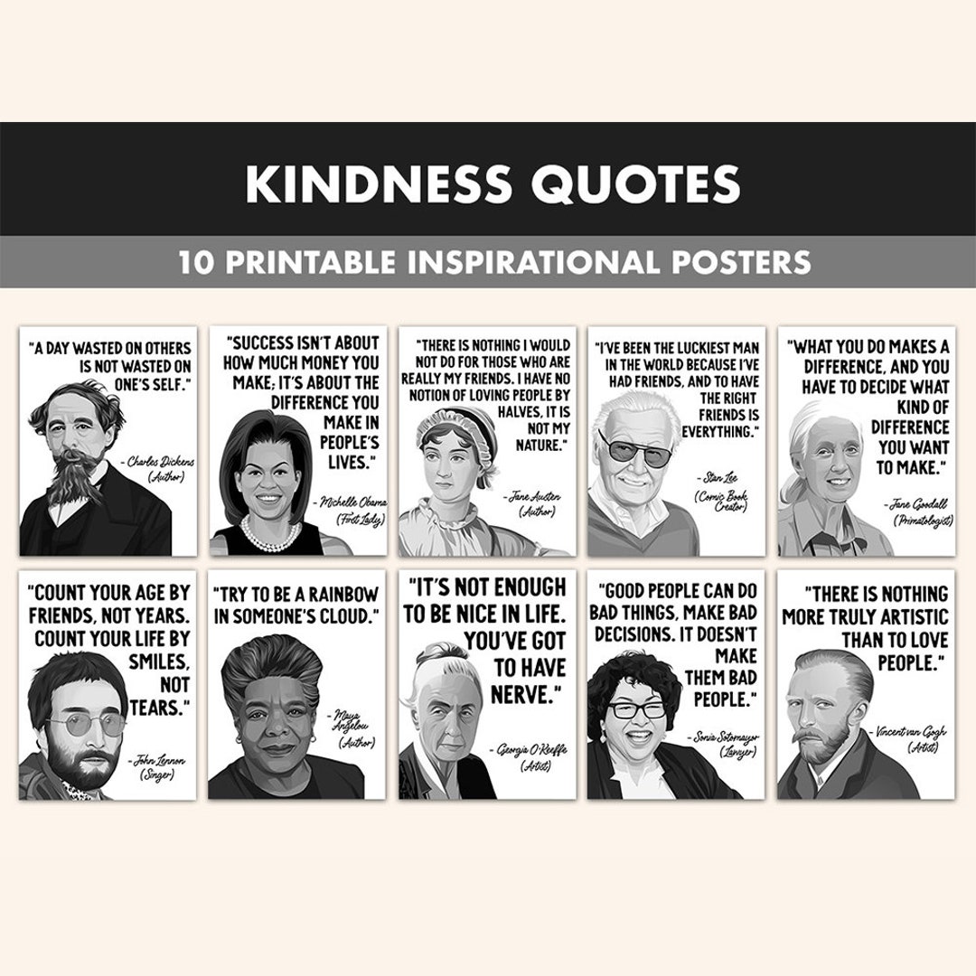 Kindness Quotes Printable Posters || 10 Kindness Posters for Classroom ...