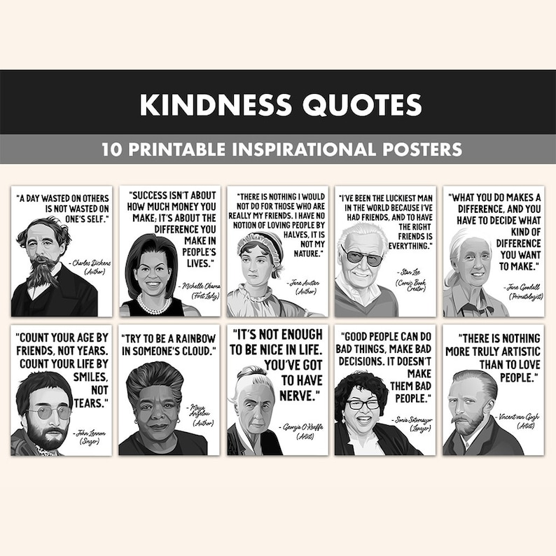 Kindness Quotes Printable Posters || 10 Kindness Posters for Classroom ...