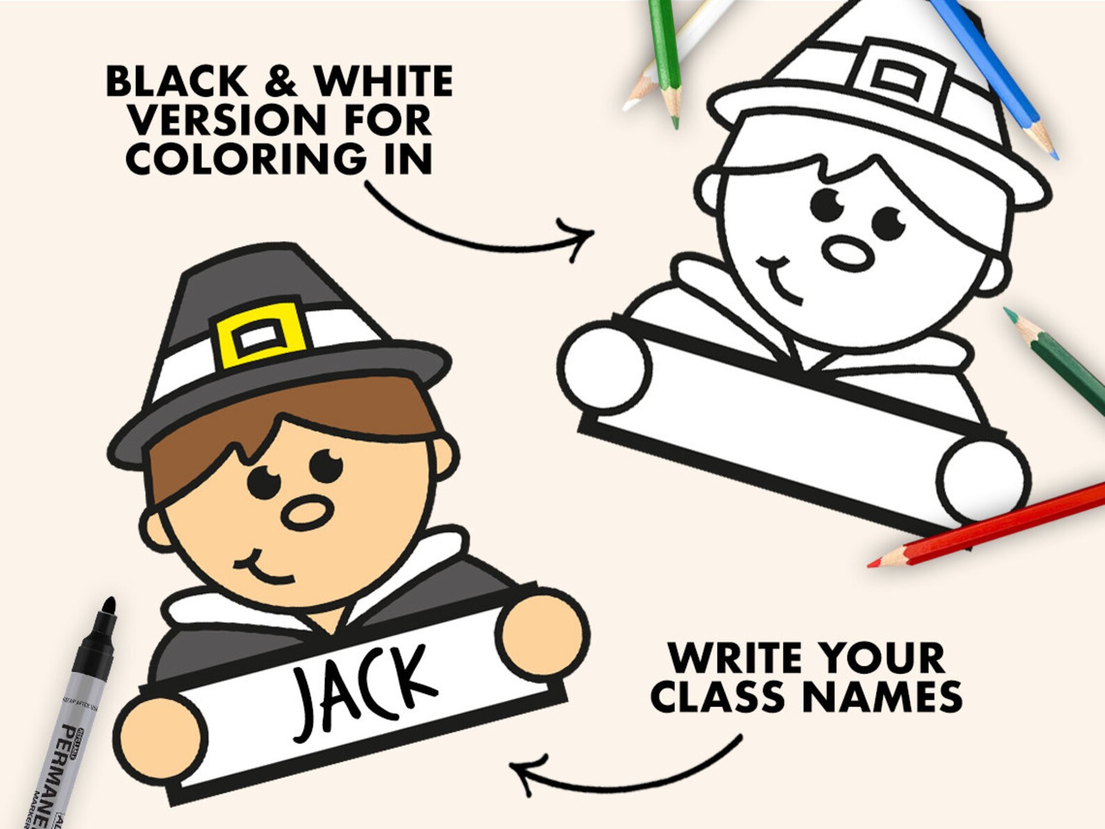 Pilgrim Bulletin Board Kit Fall Bulletin Boards Digital Thanksgiving ...