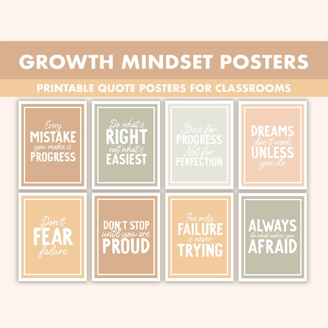 Boho Growth Mindset Posters || 8 Inspiration Quote Posters for ...
