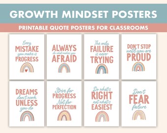 Boho Rainbow Growth Mindset Posters - Etsy