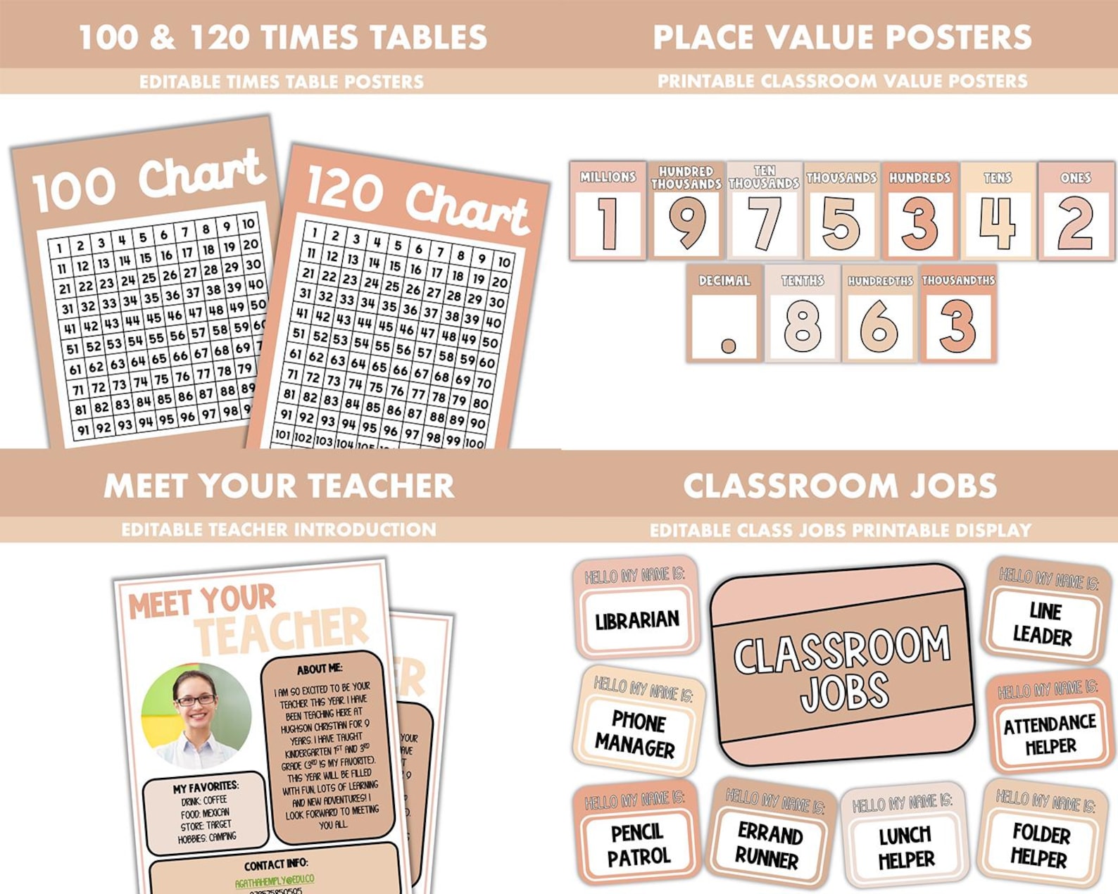 Calm Neutral Classroom Decor Bundle || Editable Classroom Printable ...