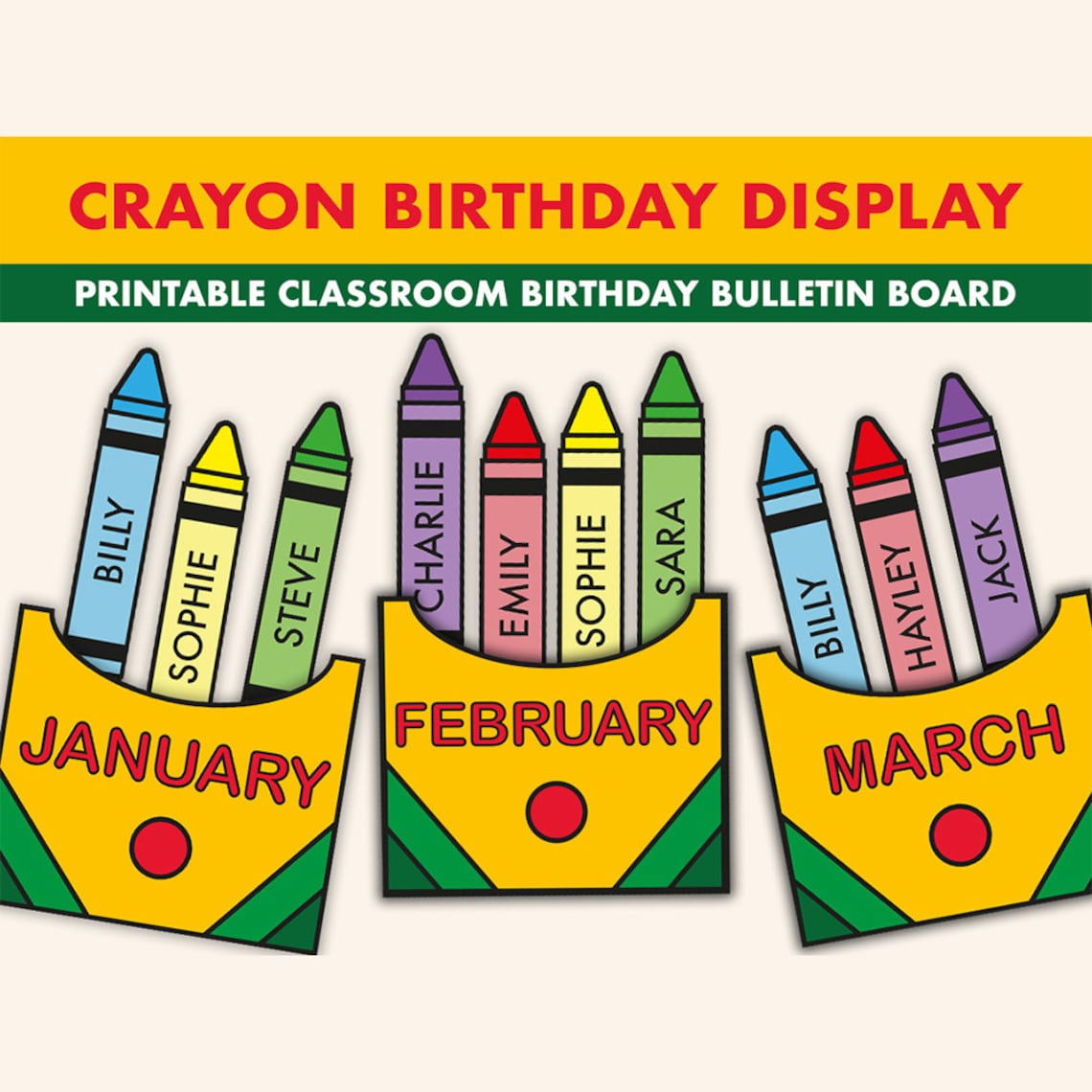 Crayon Birthday Bulletin Board Kit || Birthday Display Bulletin Boards ...