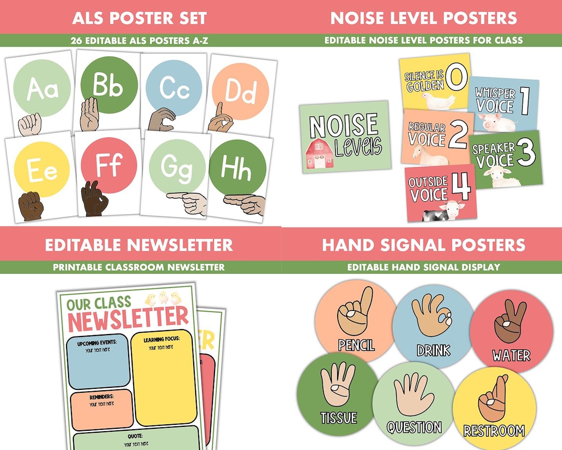 Farm Classroom Decor Bundle || Editable Classroom Printable Display ...