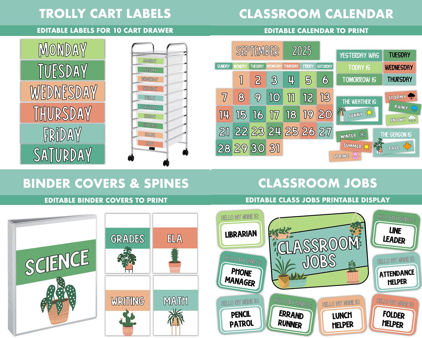 House Plants Classroom Decor Bundle || Editable Classroom Printable ...