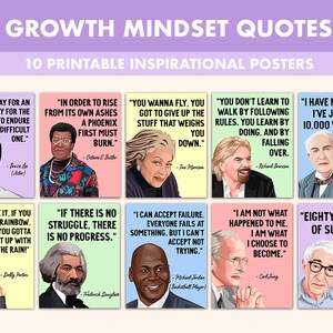Famous Growth Minset Quotes Printable Posters 10 Growth Mindset Prints ...