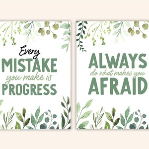 Green Botanicals Growth Mindset Posters || 8 Inspiration Quote Posters ...