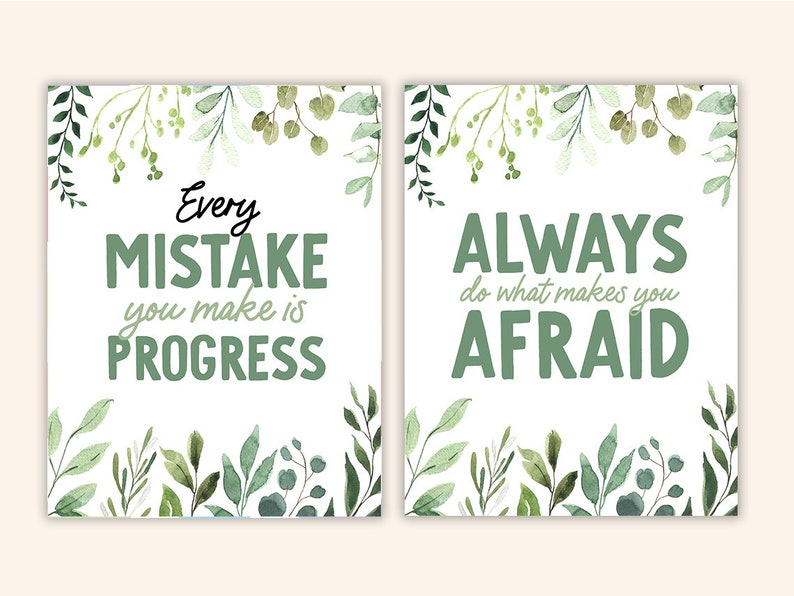 Green Botanicals Growth Mindset Posters || 8 Inspiration Quote Posters ...
