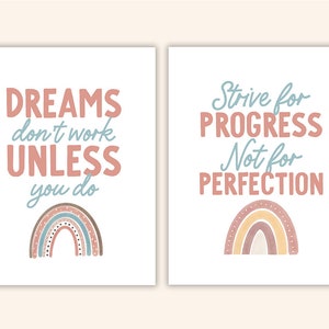 Boho Rainbow Growth Mindset Posters || 8 Inspiration Quote Posters for ...