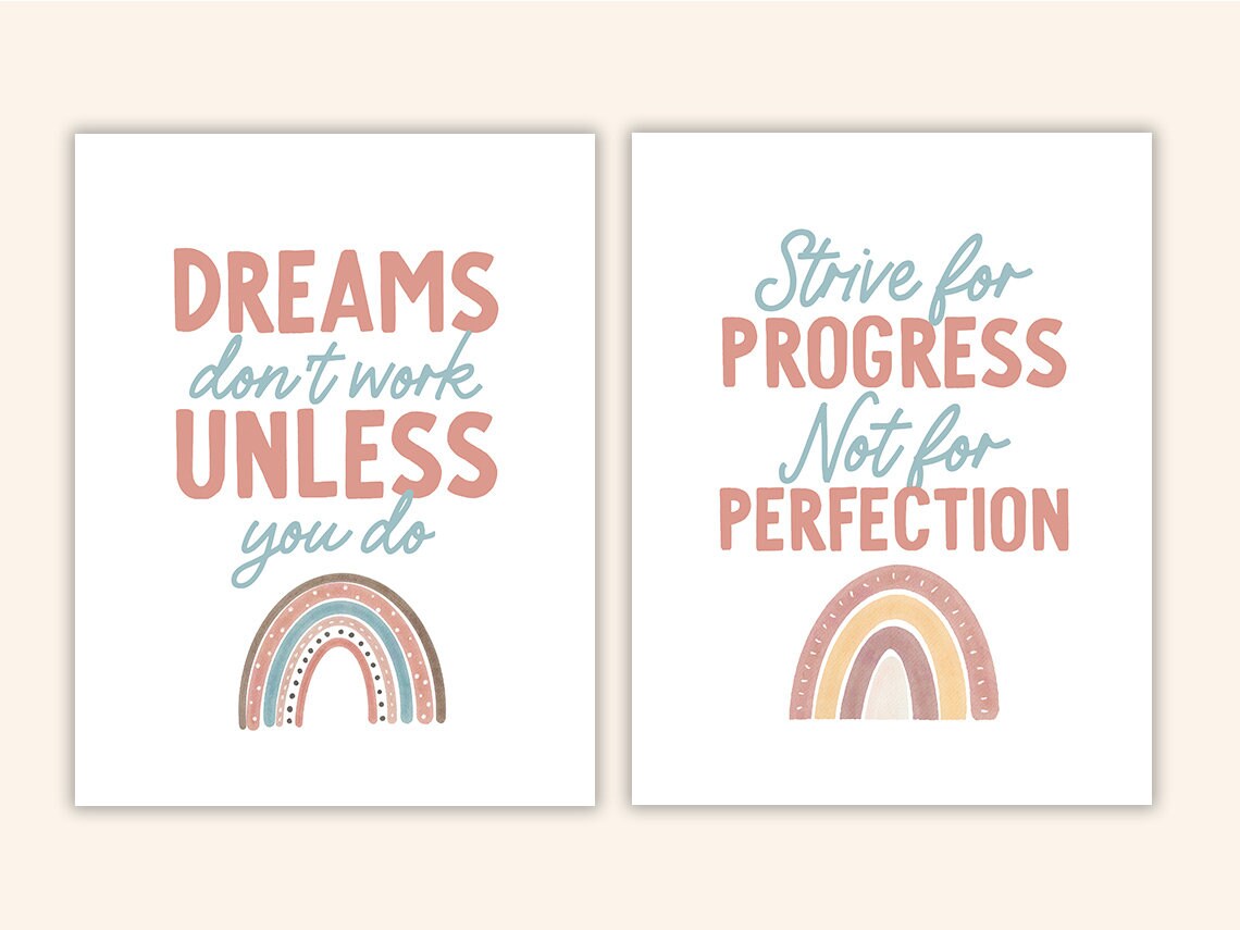 Boho Rainbow Growth Mindset Posters || 8 Inspiration Quote Posters for ...