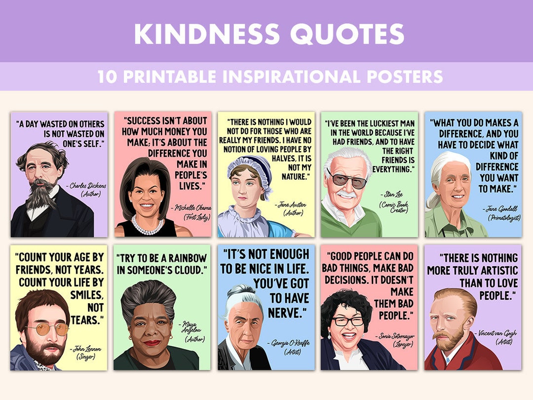 Kindness Quotes Printable Posters 10 Kindness Posters for Classroom ...
