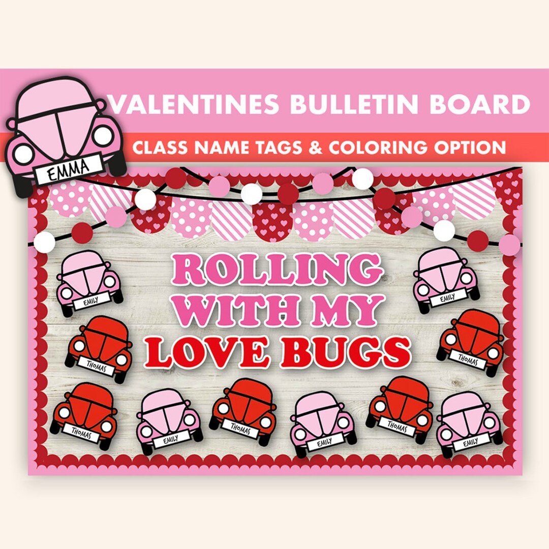 Love Bugs Valentines Day Bulletin Board Kit || Retro Valentines ...