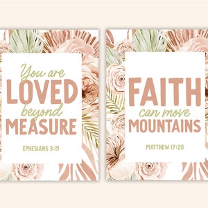 Boho Floral Bible Quote Posters || 8 Inspirational Bible Verse Wall Art ...