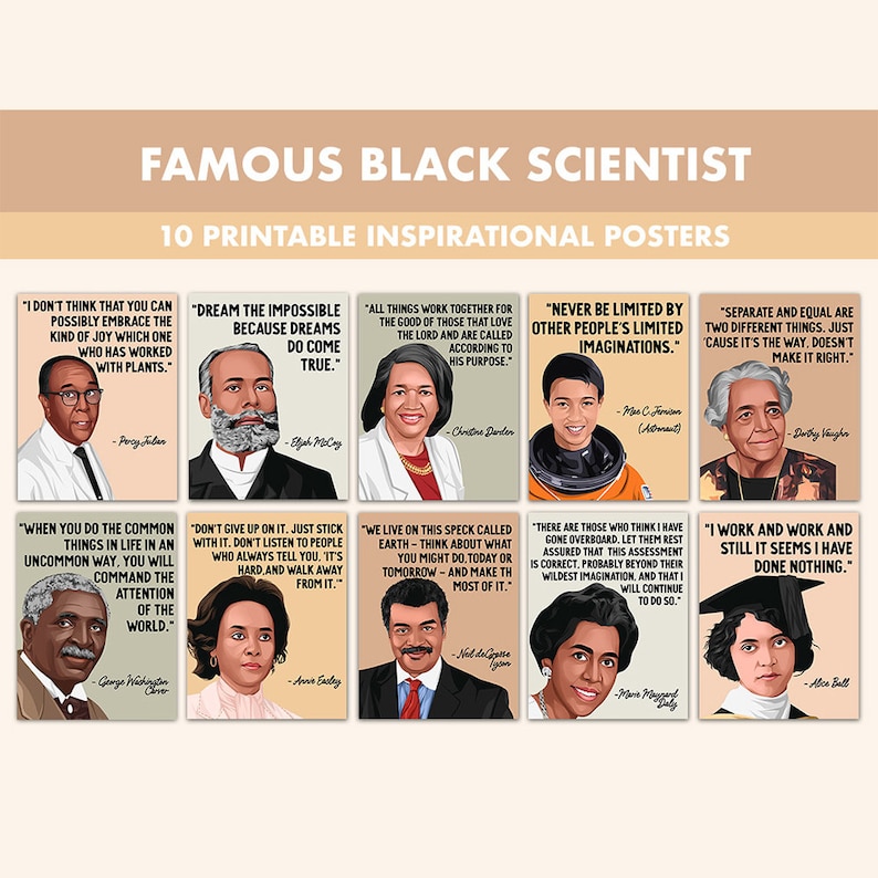 Black Scientist Printable Posters || 10 Inspiration Black Science Quote ...