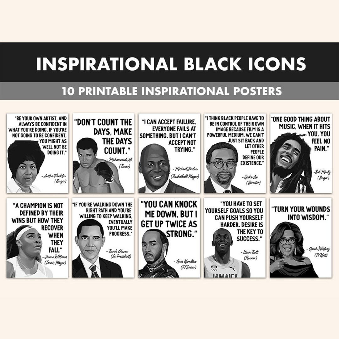 Black Icons Printable Posters || 10 Inspiration Black People Quote ...
