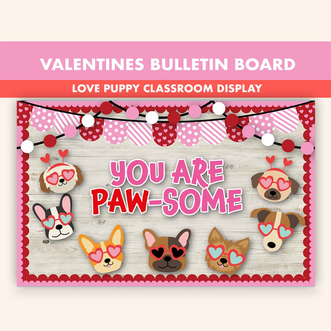 Dog Valentines Day Bulletin Board Kit || Valentines Bulletin Boards ...