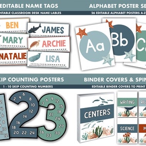 Ocean Classroom Decor Bundle || Editable Classroom Printable Display ...