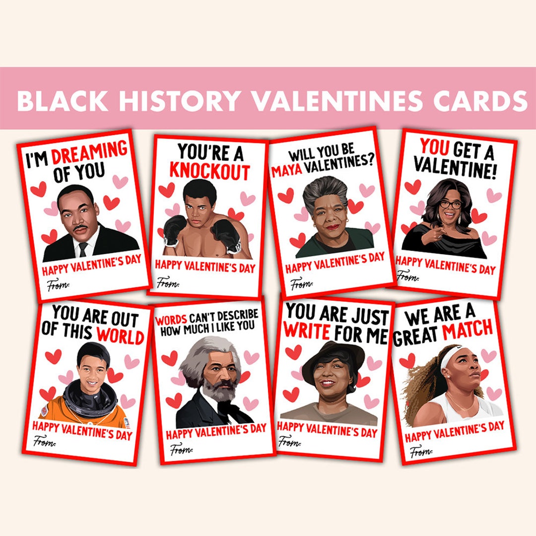 Black History Valentines Day Cards || 8 Black History Month Valentines ...
