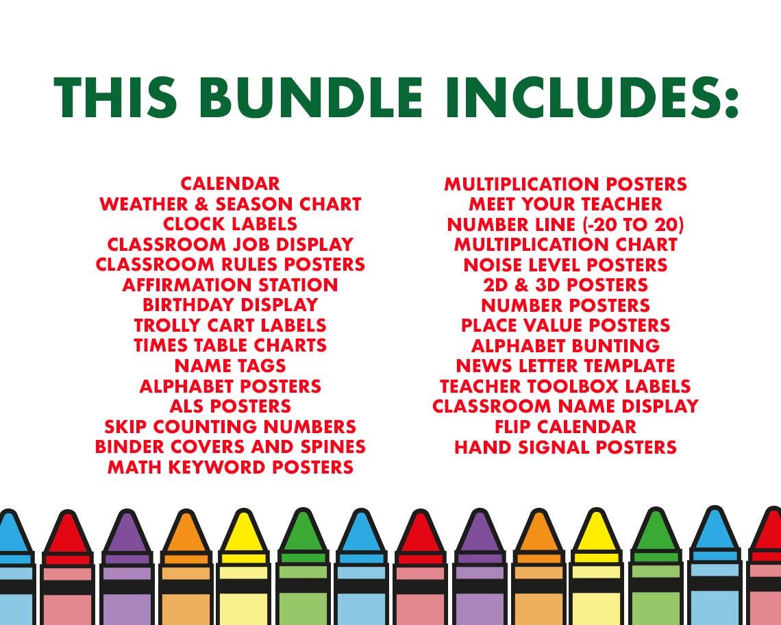 Crayon Classroom Decor Bundle || Editable Classroom Printable Display ...