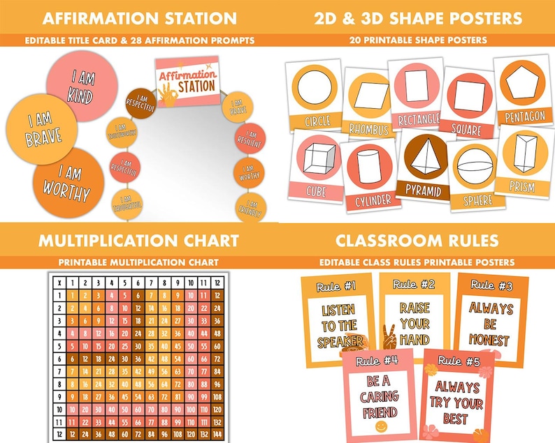 Retro Vibes Classroom Decor Bundle || Editable Classroom Printable ...