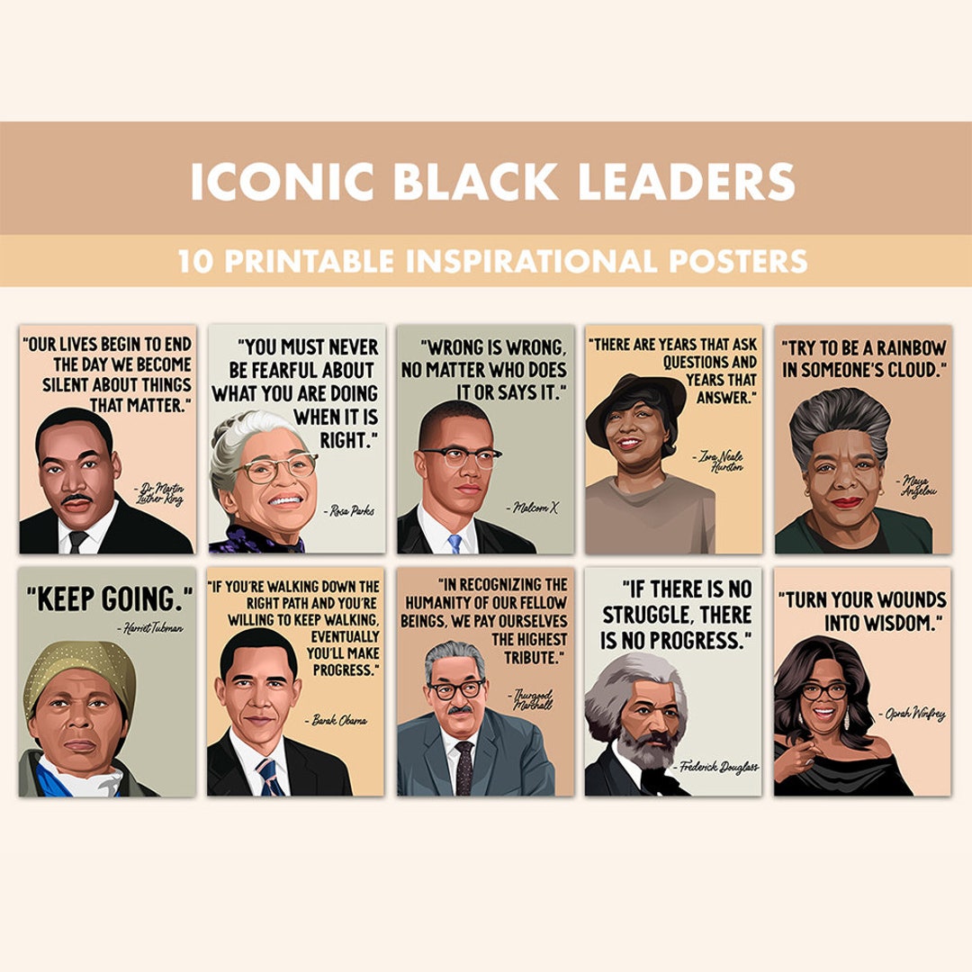 Famous Black Leaders Printable Posters | 10 Inspiration Black Leader ...
