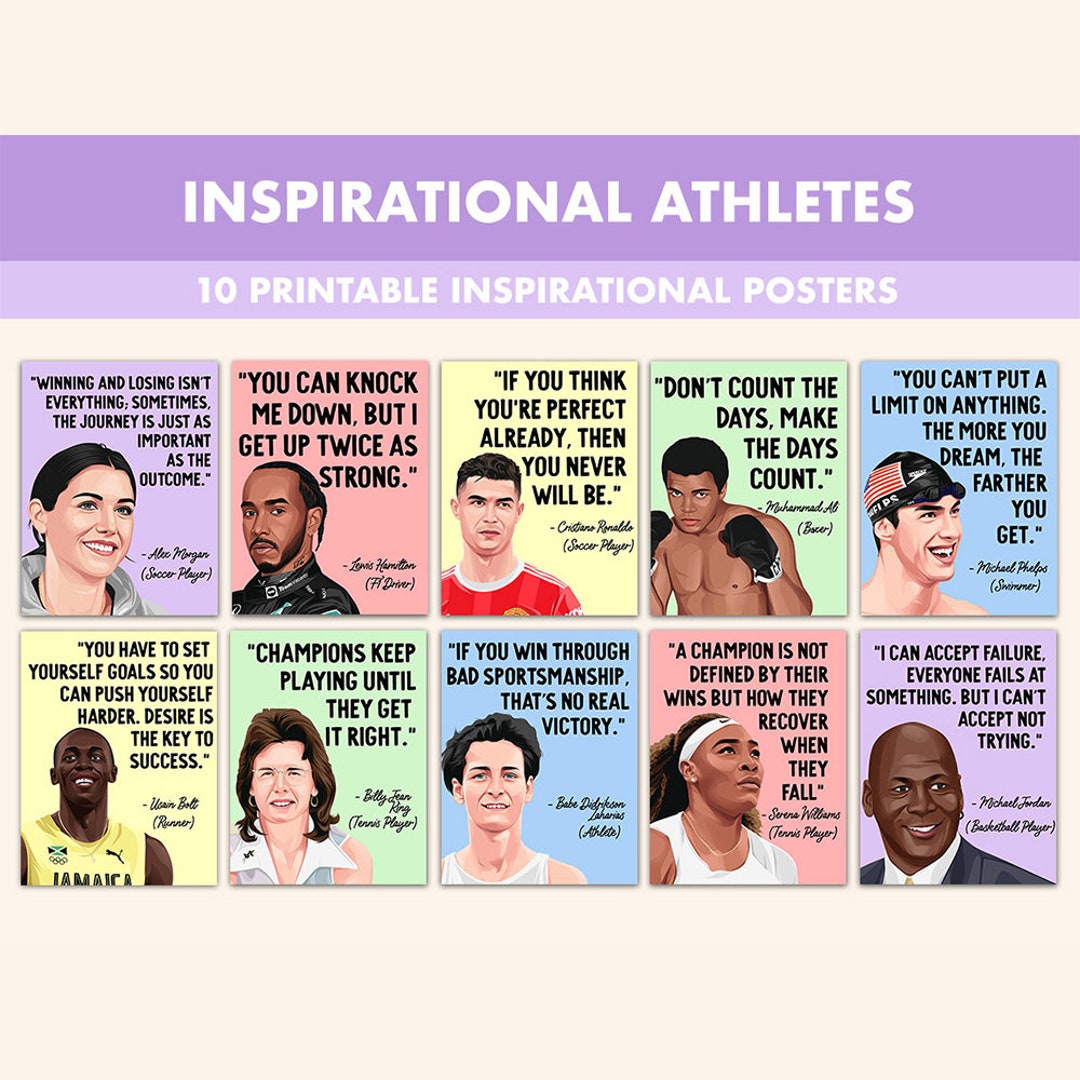 Inspirational Athletes Printable Posters || 10 Inspiration Quote ...
