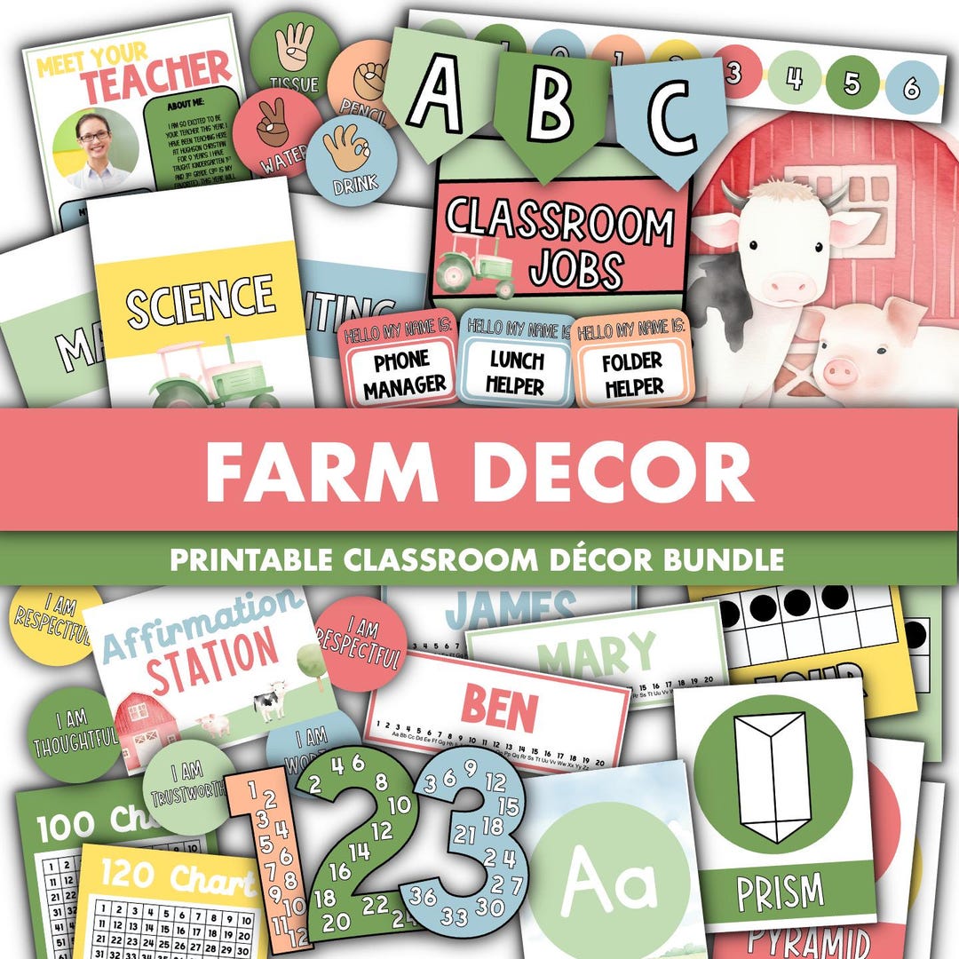 Farm Classroom Decor Bundle || Editable Classroom Printable Display ...
