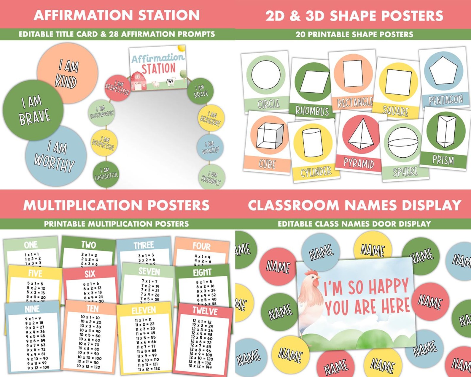 Farm Classroom Decor Bundle || Editable Classroom Printable Display ...