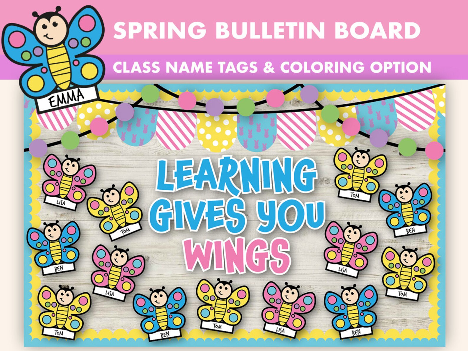 Butterfly Bulletin Board Kit Spring Bulletin Boards Digital - Etsy