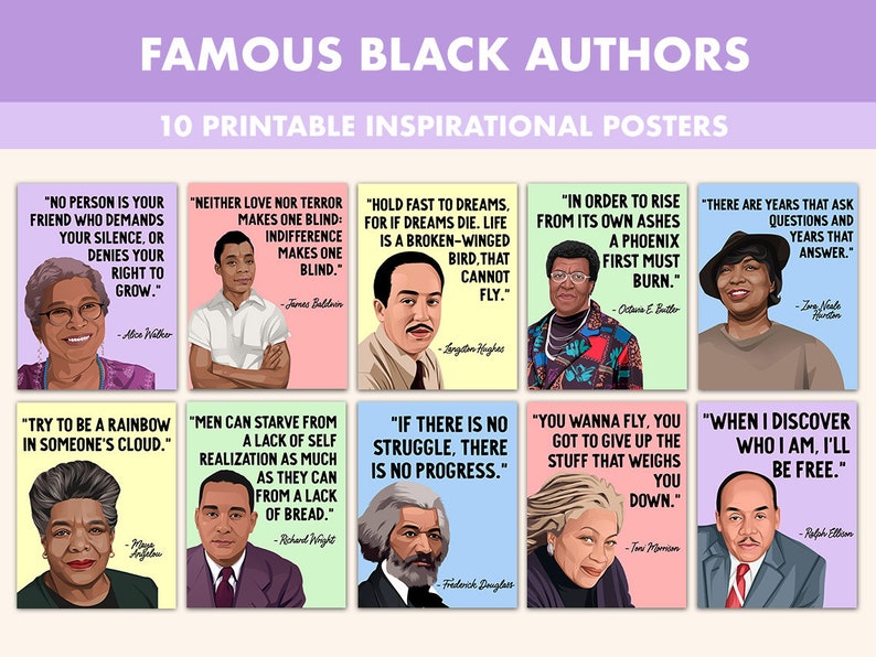 Famous Black Authors Printable Posters 10 Inspiration Black - Etsy