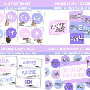 Shades of Purple Classroom Decor Bundle || Editable Classroom Printable ...