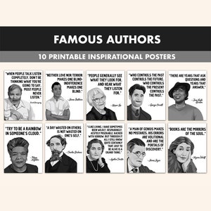 Famous Authors Printable Posters || 10 Inspiration Author Quote Posters ...