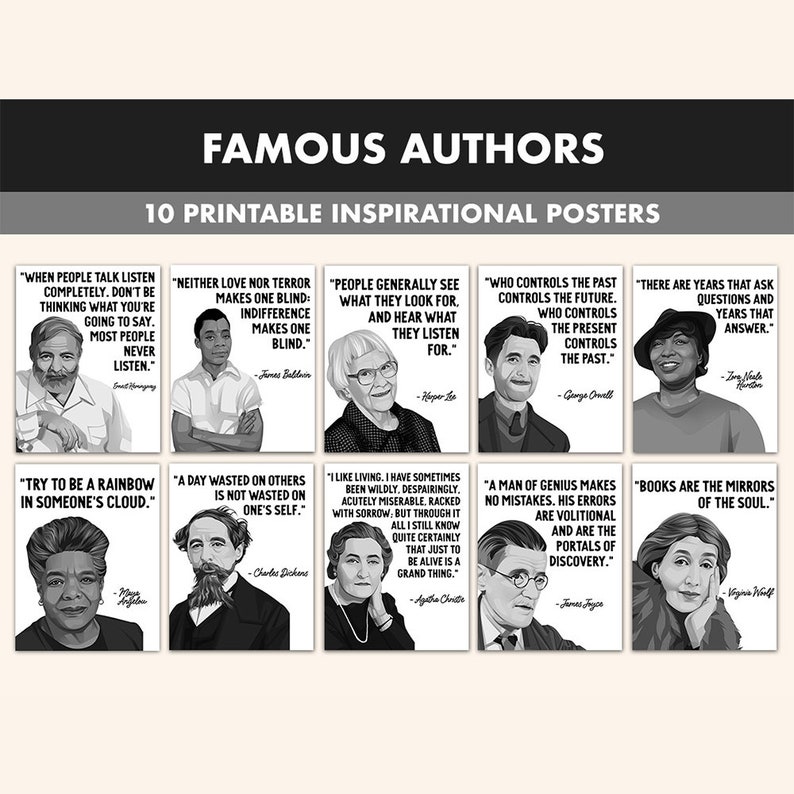 Famous Authors Printable Posters || 10 Inspiration Author Quote Posters ...