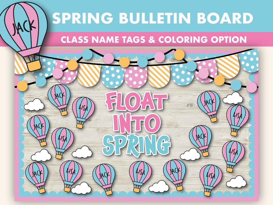 Hot Air Balloon Bulletin Board Kit Spring Bulletin Boards Digital April ...