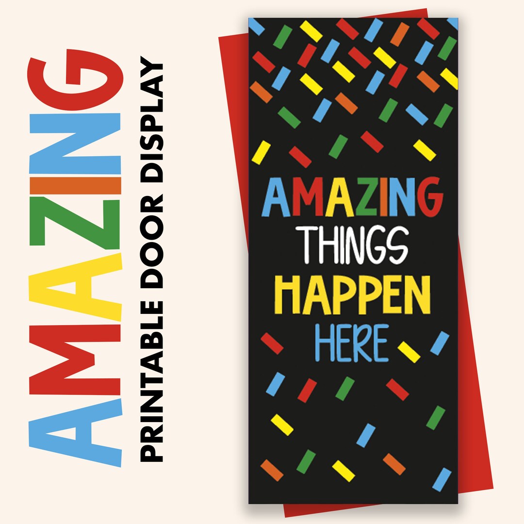 Amazing Things Happen Here Classroom Door Decor || Back to School Door ...