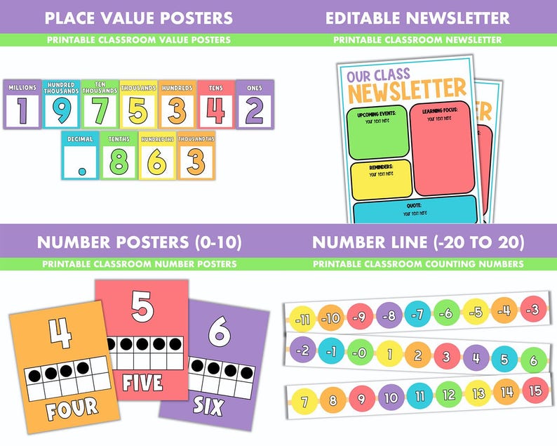 Rainbow Classroom Decor Bundle || Editable Classroom Printable Display ...