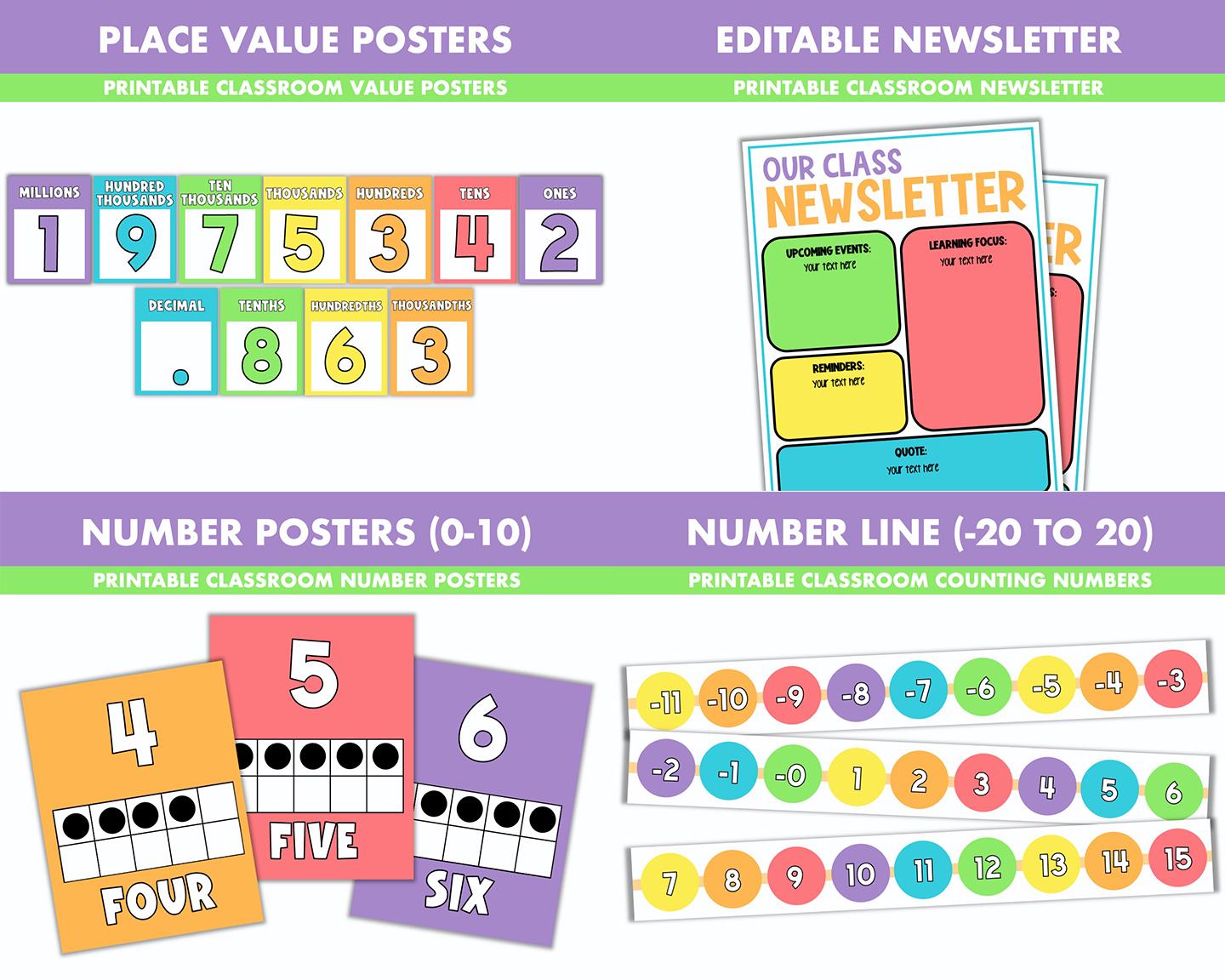Rainbow Classroom Decor Bundle || Editable Classroom Printable Display ...