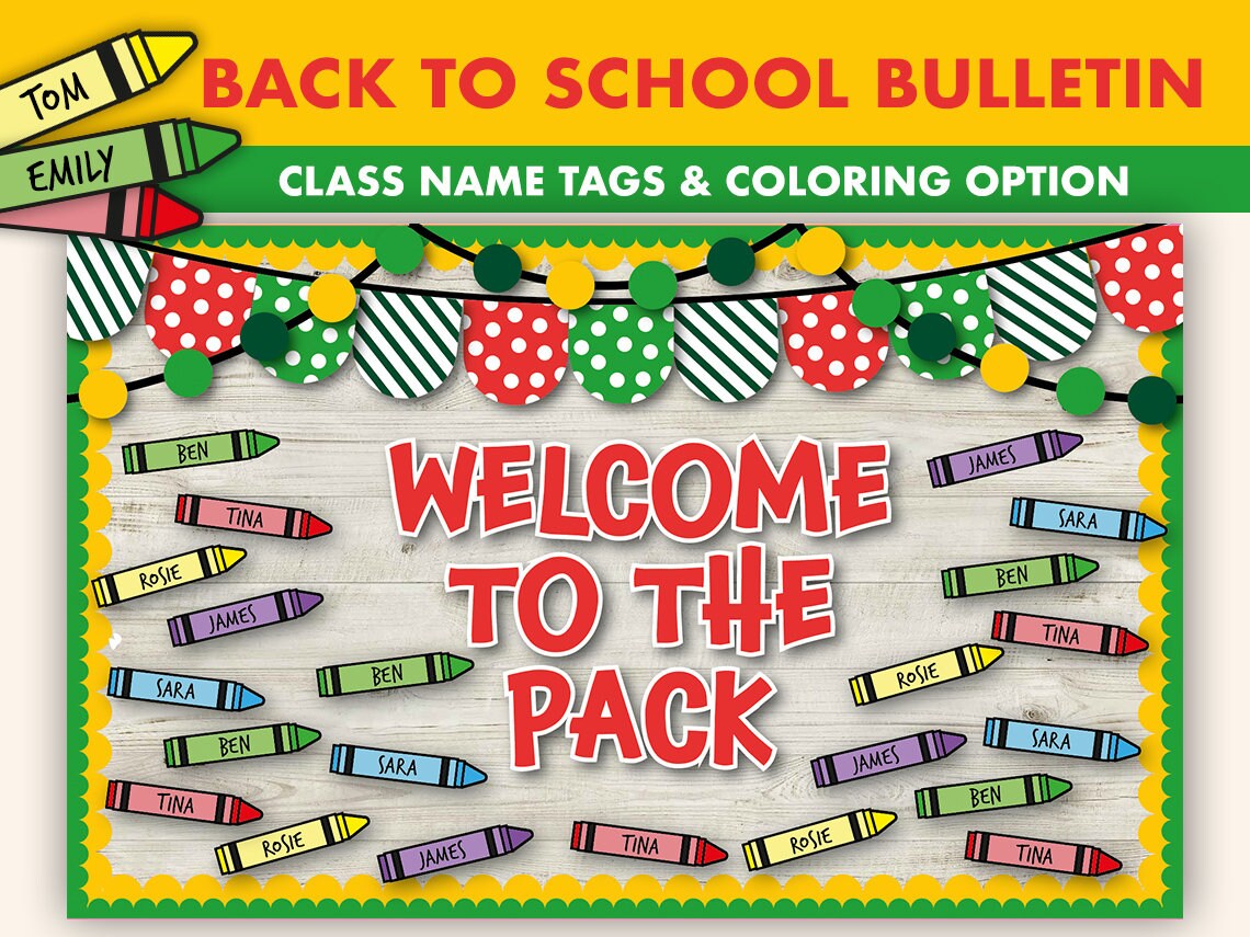 Back to School Bulletin Board Kit Crayon Bulletin Boards - Etsy
