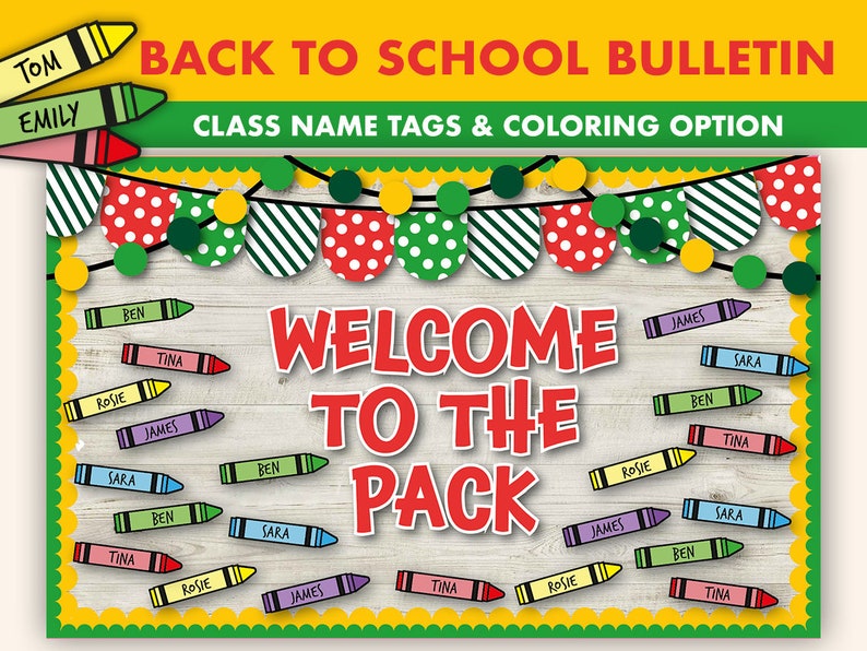 Back to School Bulletin Board Kit Crayon Bulletin Boards - Etsy